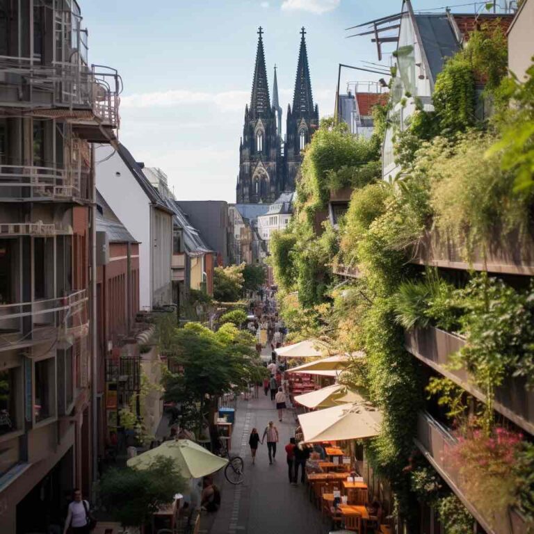 7 Bilder, die zeigen, wie eine KI sich Köln als begrünte Stadt vorstellt